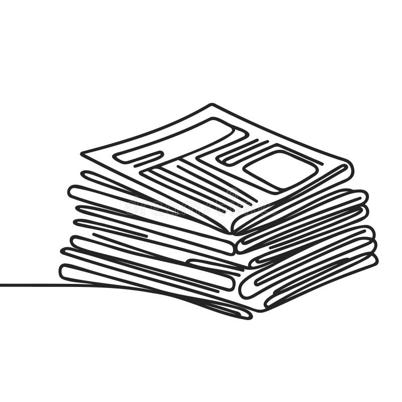 One Line Drawing of a Stack of News Newspapers. Vector Illustration ...