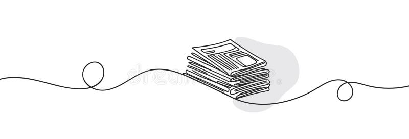 One Line Drawing of a Stack of News Newspapers. Vector Illustration ...