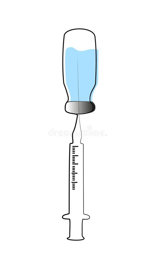 One Line Drawing of Syringe and Drug Bottle Stock Vector - Illustration ...
