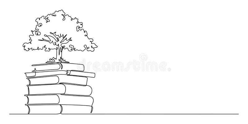 One Line Drawing of Knowledge Tree of Book for Creativity Conceptual ...