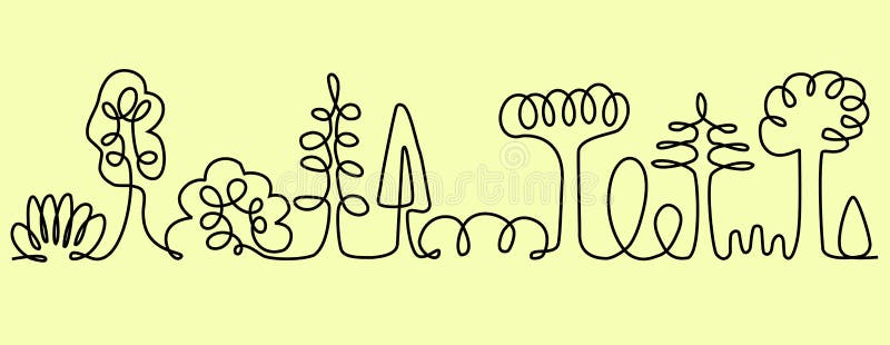 Abstract Tree Banner One Line Drawing Stock Vector - Illustration of ...