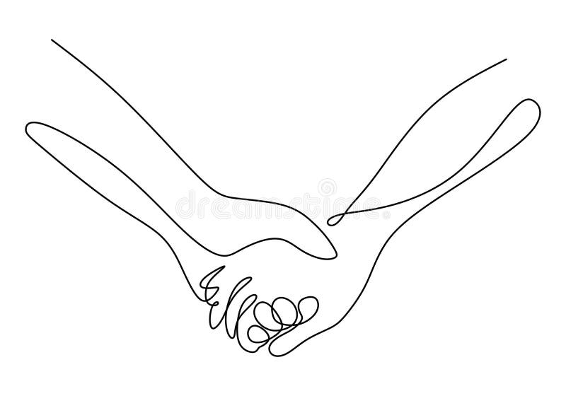 One Line Drawing of Two Hands Intertwined, Minimalist Representation of ...
