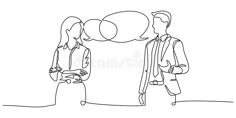 One Line Drawing of Two People in Conversation or Interview. Showcases ...