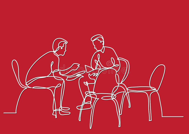 One Line Drawing Two Man Talking Stock Illustrations – 180 One Line ...