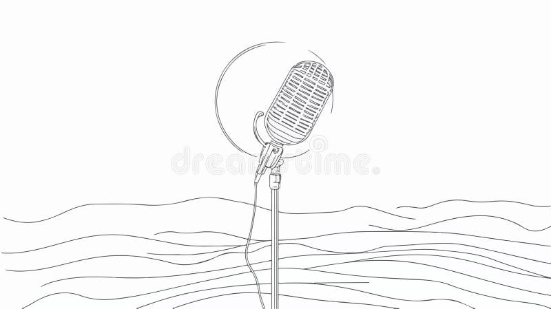 Continuous One Line Drawing of Vintage Microphone Stock Vector ...