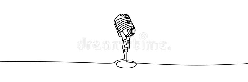 One Line Drawing Vintage Retro Stage Microphone. Vector Illustration ...