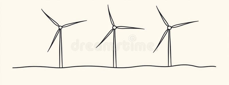 This is a One-line Drawing of a Wind Generator, a Windmill Tower ...