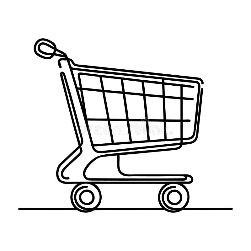 One Line Drawn Shopping Cart. Vector Illustration Stock Vector ...