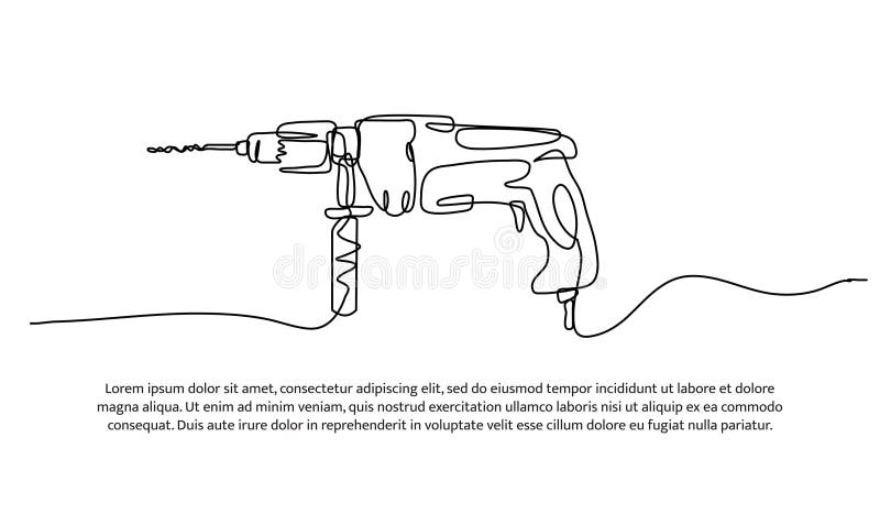 One Line of Drill with Spiral Bit Stock Illustration - Illustration of ...