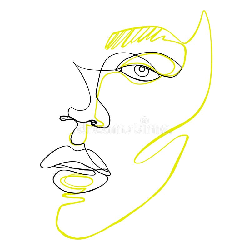 Abstract Woman Face Continuous Line Art Drawing Vector Modern Poster