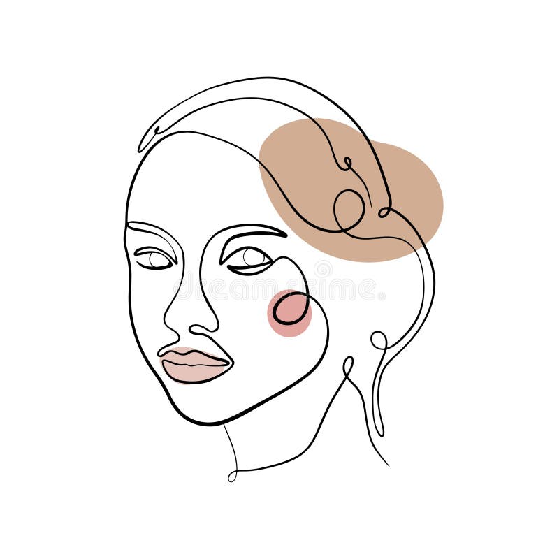 One Line Face. Linear Sketch Woman Face. Female Portrait Vector Hand ... One Line Face. Linear Sketch Woman Face. Female Portrait Vector Hand ...