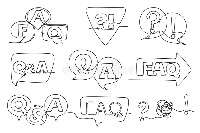 One Line FAQ and QA. Hand Drawn Question and Answer, Frequently Asked ...