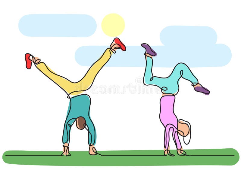 Handstand Line Drawing Stock Illustrations – 60 Handstand Line Drawing ...
