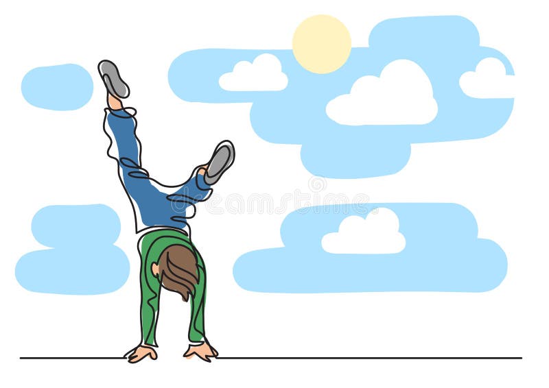 One Line Drawing Boy Standing His Hands Stock Illustrations – 14 One ...