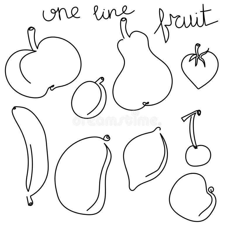 One Line Fruit Vector Illustration Stock Vector - Illustration of ...