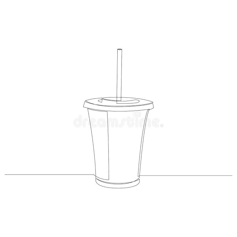 One Cup with Hot Drink. Continuous Line Drawing Stock Vector ...