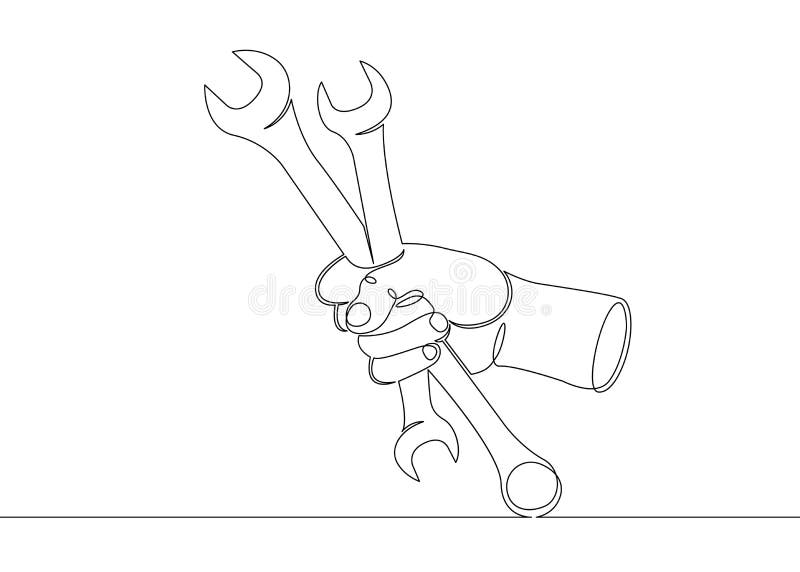 One line hand tools stock illustration. Illustration of industry ...