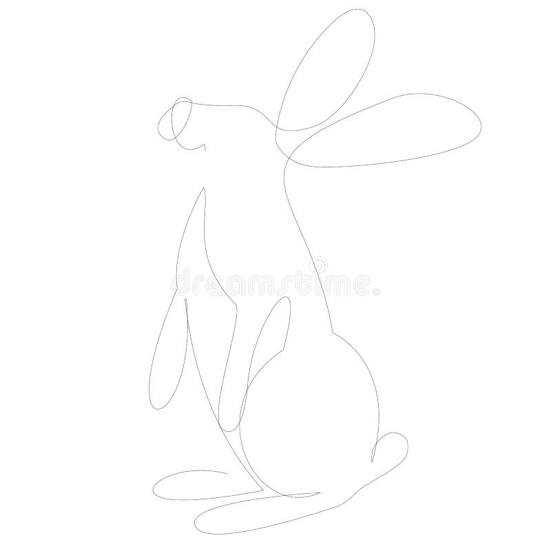 One Line Hare. Drawn Running Hare. Vector Stock Vector - Illustration ...