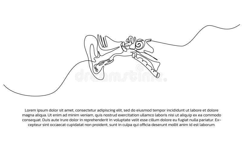 One Line Human Ear Sketch Poster Drawing with Frame Stock Illustration ...