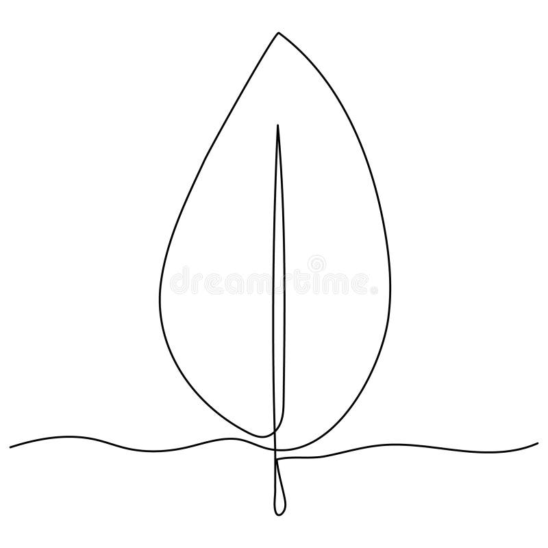One Line Leaf Drawing Isolated on White Background. Stock Illustration ...
