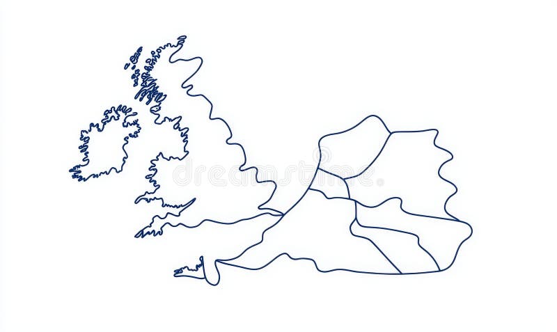 This is a One Line Map of the United Kingdom Depicted in Continuous ...