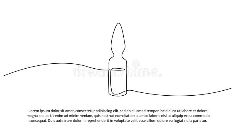 One line medical ampoule stock vector. Illustration of print - 386820007