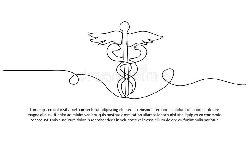 One line medical caduceus stock vector. Illustration of snake - 386819896