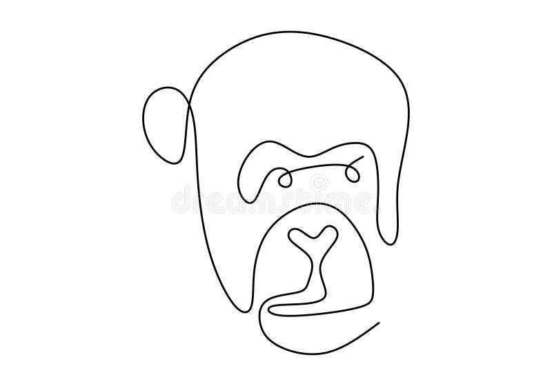 One Line Monkey Drawing. Vector Animal Chimpanzee Stock Vector ...