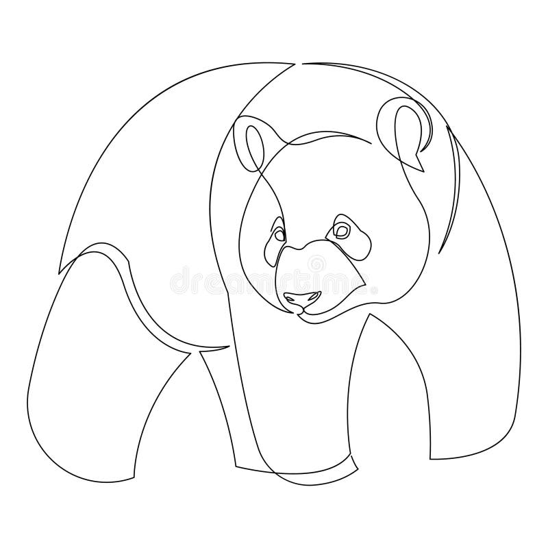 One Line Panda Bear Design Silhouette. Hand Drawn Minimalism Style ...