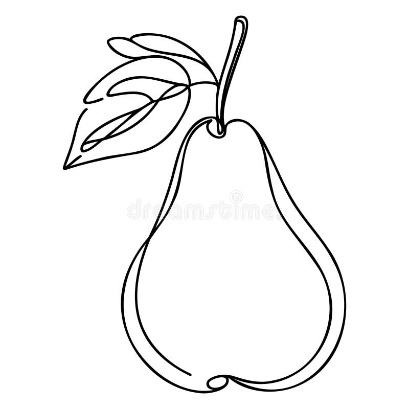 Line Art Pear Quarter Icon. Clean Outline Pear Silhouette, Contour ...