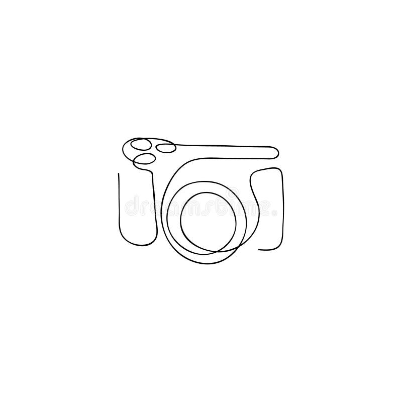 One Line Photo Camera Hand Drawn Vector Illustration. Stock Vector ...