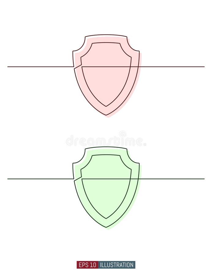 Continuous Line Drawing of Shield. Protection Symbol. Vector ...