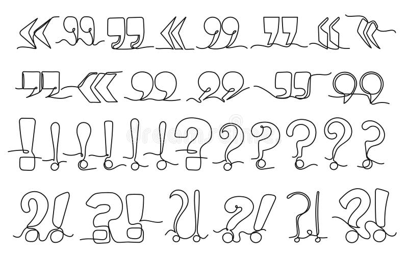 One Line Punctuation Marks. Quote Symbol, Quotation Marks, Question and ...