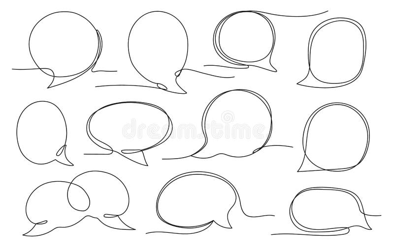 One Line Round Dialog Bubble. Chat Message, Comment Template, Circle ...