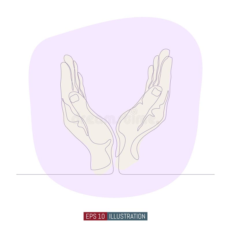 Continuous Line Drawing of Hand Drawn Hand Gesture. Safe Palms. Vector ...