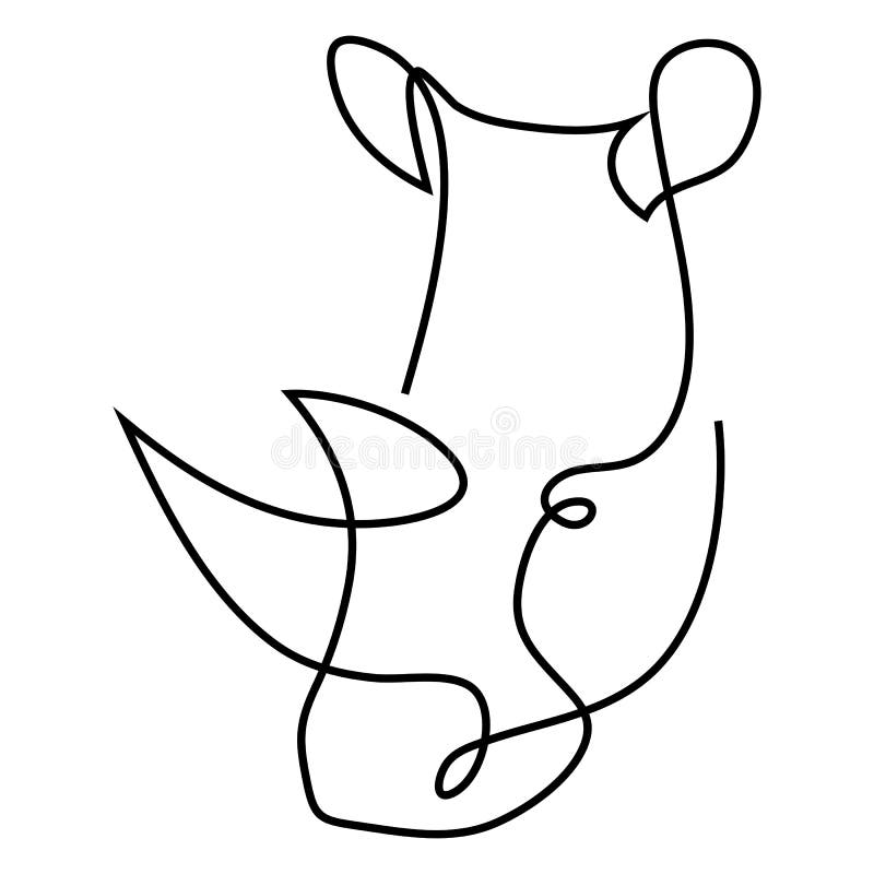 One Line Silhouette Design of Rhino. Hand Drawn Minimalistic Style ...