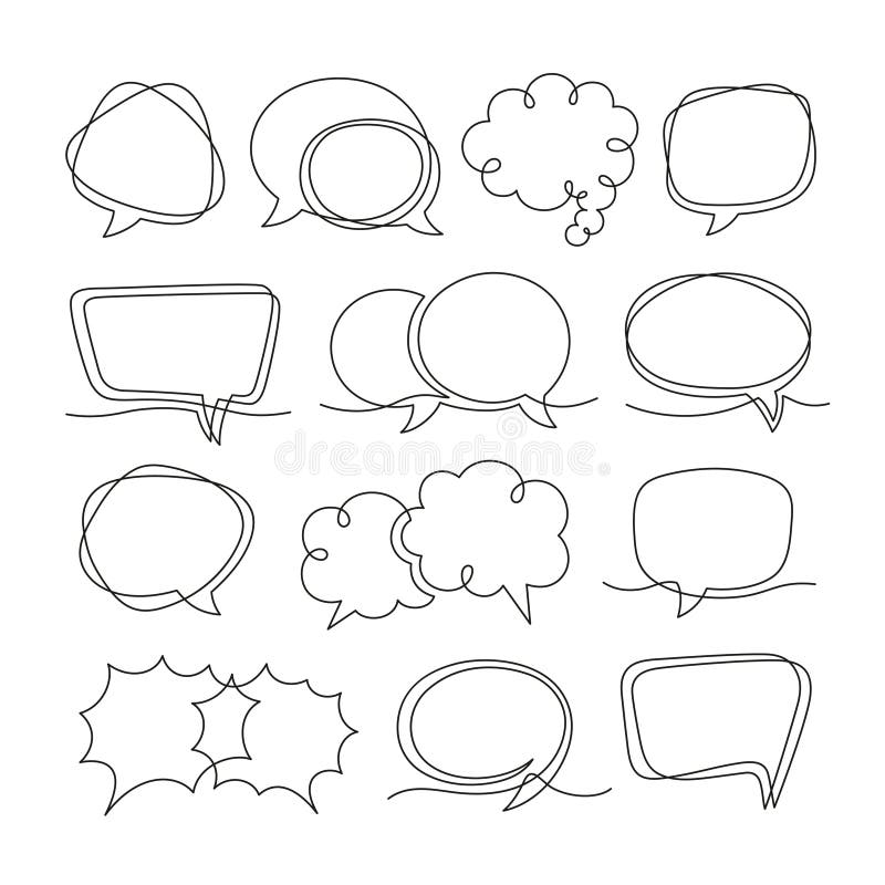 One Line Speech Bubbles. Art Drawing Conversations Messages, Feedback ...