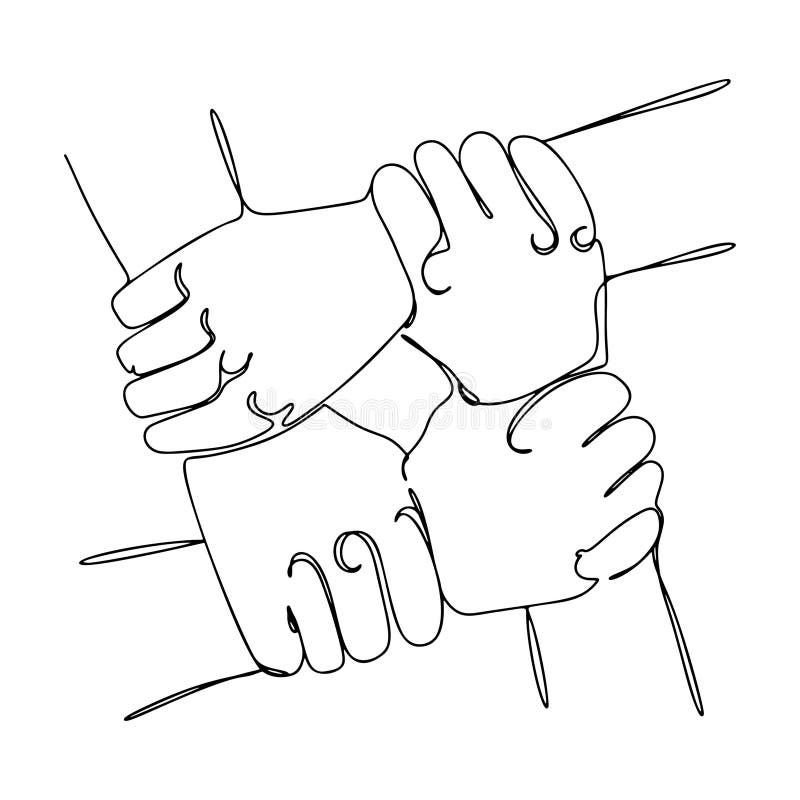 One Line Hands Unity Hand Drawn Illustration Stock Vector ...
