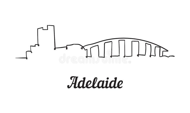 One Line Style Adelaide Skyline. Simple Modern Minimalistic Style ...