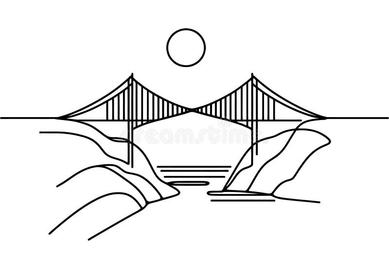 One Line Style Bridge. Simple Modern Minimalist Style Bridge Vector ...