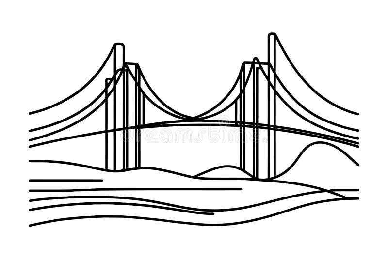One Line Style Bridge. Simple Modern Minimalist Style Bridge Vector ...