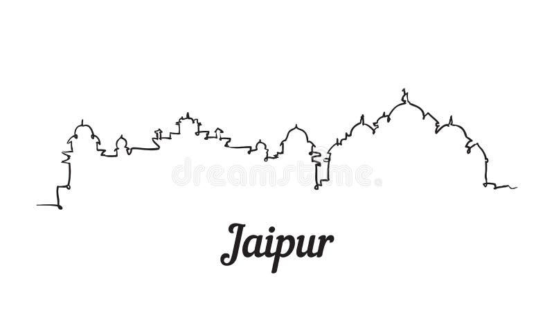 Jaipur Skyline Rajasthan India City Vector Linear Stock Vector ...