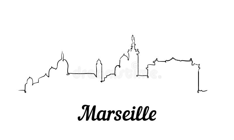 One Line Style Marseille Skyline. Simple Modern Minimalistic Style ...