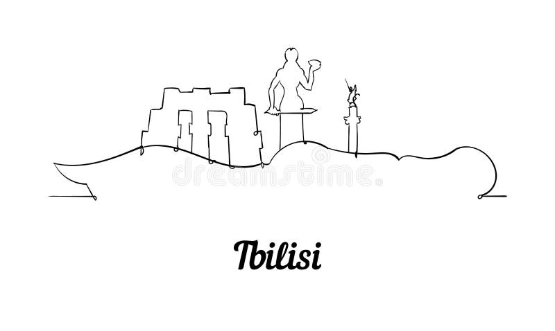 Tbilisi Skyline Silhouette. Stock Vector - Illustration of architecture ...