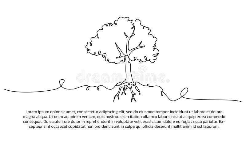 One Line Tree Poster Drawing with Frame Stock Vector - Illustration of ...