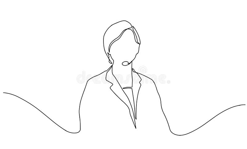 One Line Vector Drawing of Hospital Doctor Standing. Continuous Vector ...