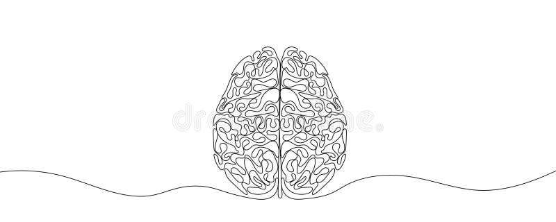 One Line Vector Illustration, Human Brain One Line, Graphic Stock ...