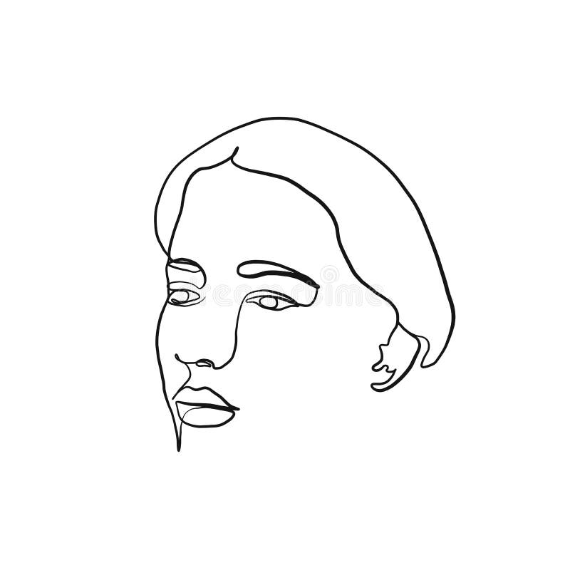 One Line Vector Woman Portrait. Stock Vector - Illustration of ...