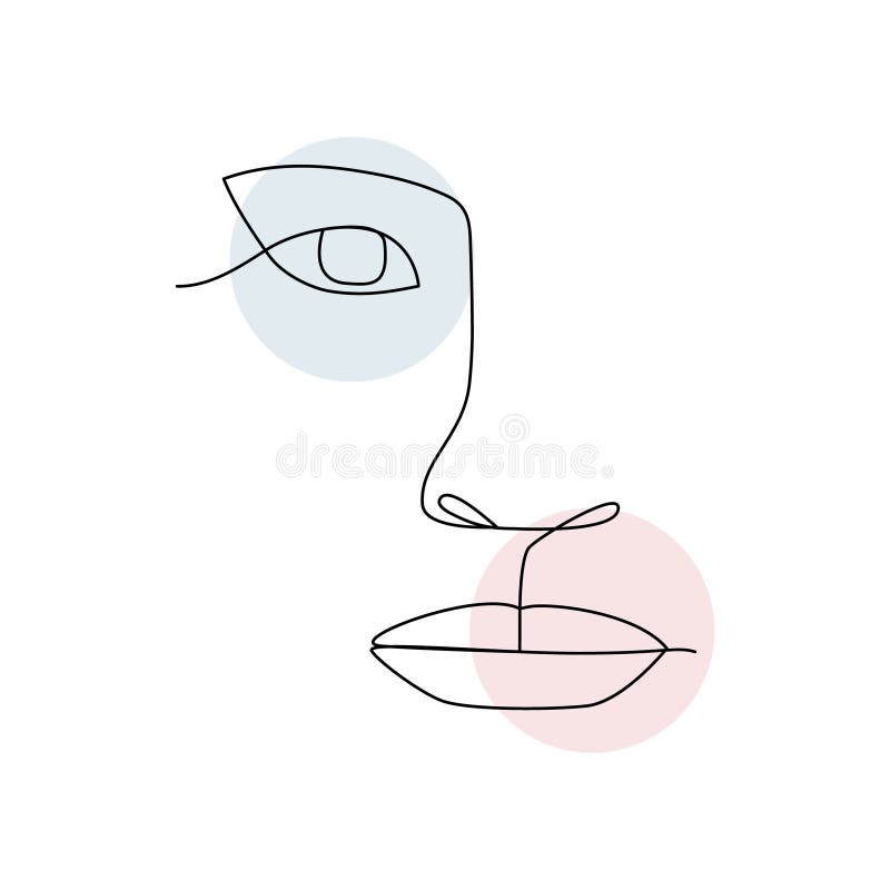 One Line Woman Drawing Face Minimalism Art Female Contour Portrait