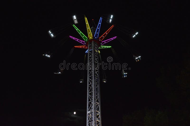 Lit slide at night stock photo. Image of night, dark - 161370028